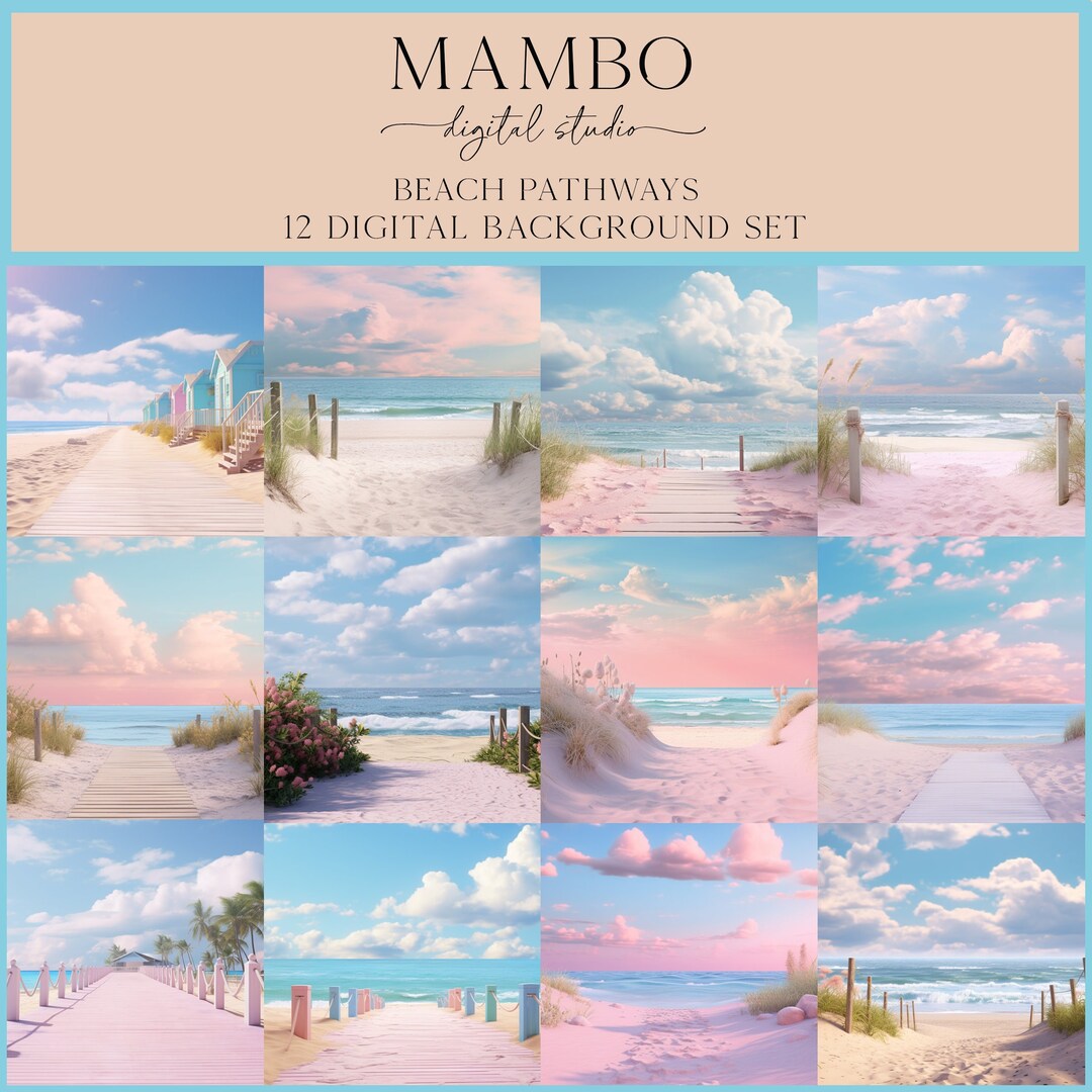 Beach Pathways Digital Backdrop Set, Photoshop Background, Digital ...