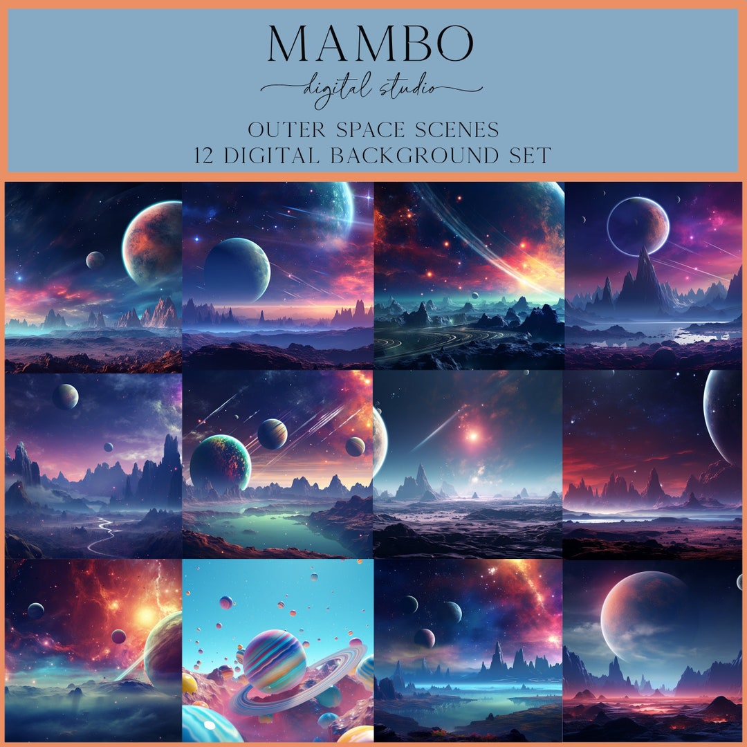 Outer Space Scenes Digital Backdrop Set, Photoshop Background, Digital ...
