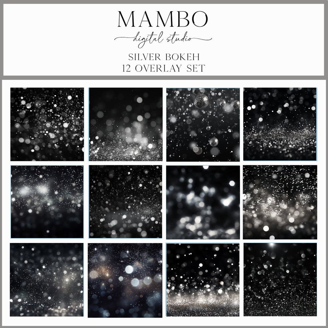Silver Bokeh Photoshop Overlay Set, Photoshop Overlays, Digital Overlay ...