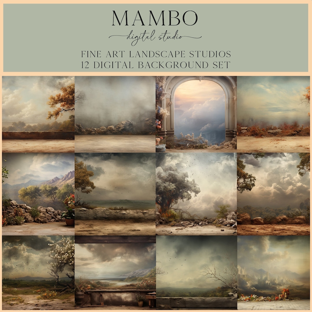 Fine Art Landscapes Digital Backdrop Set, Photoshop Background, Digital ...