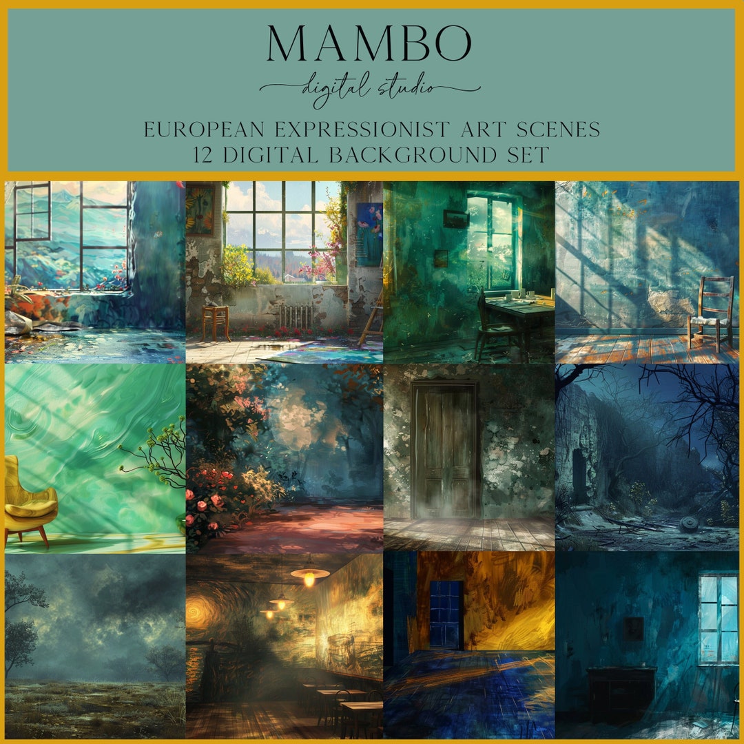European Expressionist Art Scenes Dance Digital Backdrop Set, Photoshop ...