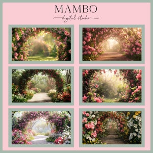 Spring Floral Arches Digital Backdrop Set, Photoshop Background ...