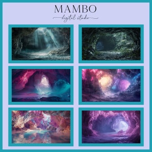 Fantasy Cave Scenes Digital Backdrop Set, Photoshop Background, Digital ...
