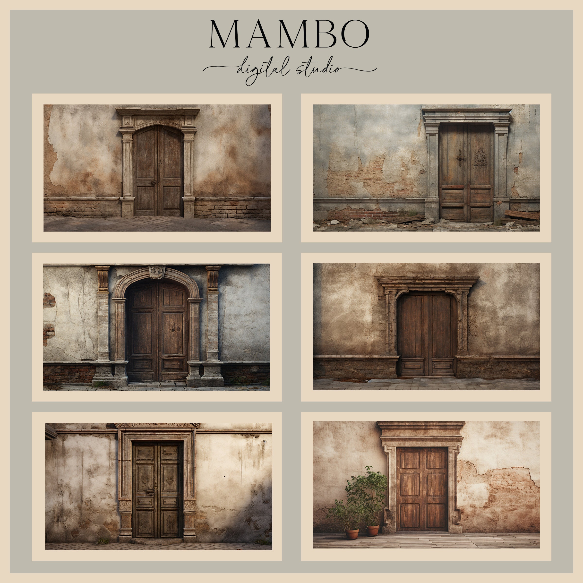 Distressed Doors Digital Backdrop Set, Photoshop Background, Digital ...
