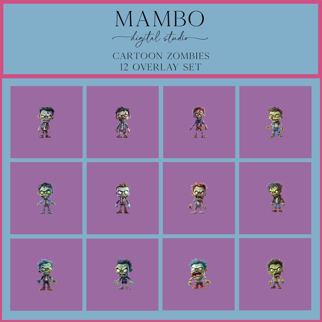 Cartoon Zombies Halloween Photoshop Overlay Set, Photoshop Overlays ...