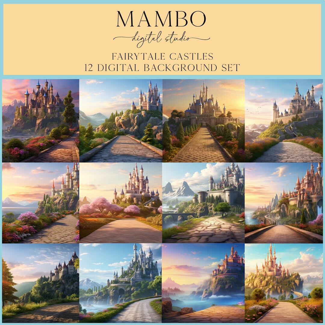 Fairytale Castles Digital Backdrop Set, Photoshop Background, Digital ...