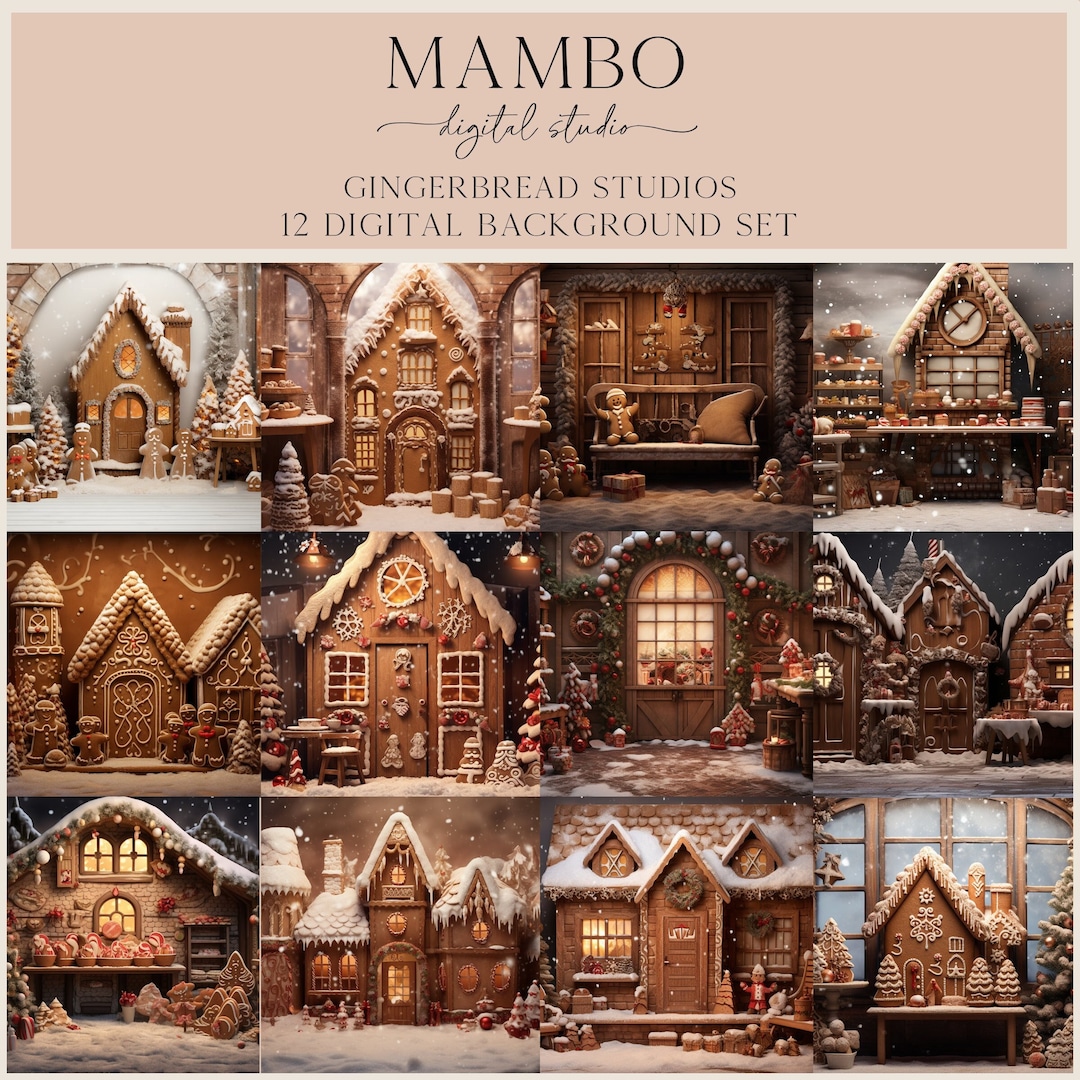 Gingerbread Studios Digital Backdrop Set, Photoshop Background, Digital ...