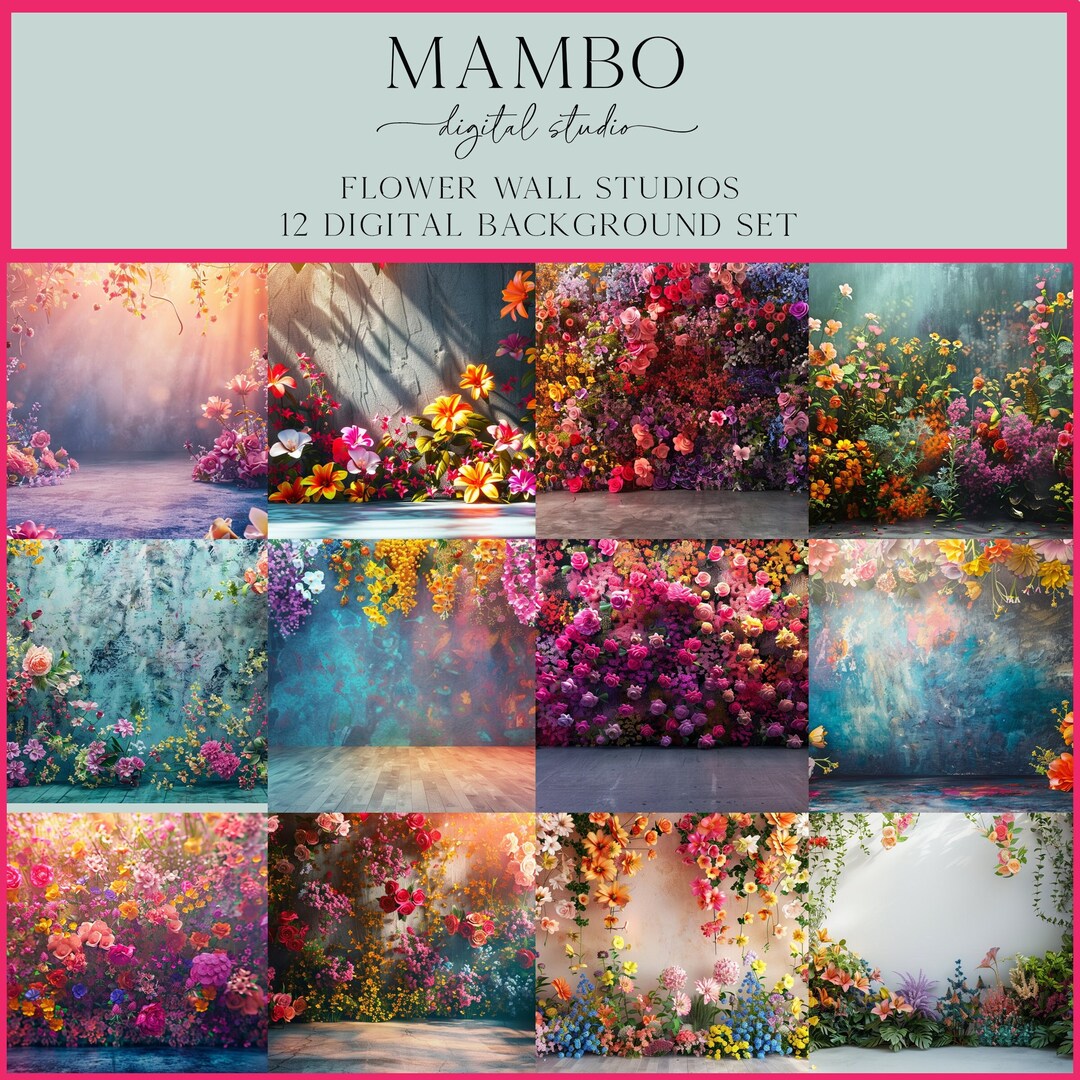 Flower Wall Studios Digital Backdrop Set, Photoshop Background, Digital ...