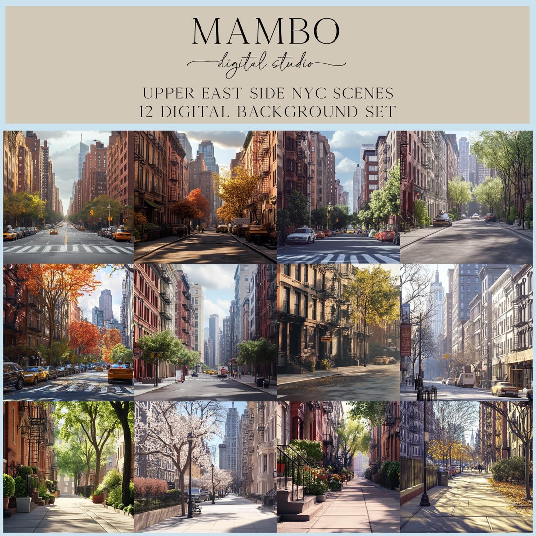 Upper East Side NYC Scenes Digital Backdrop Set, Photoshop Background ...