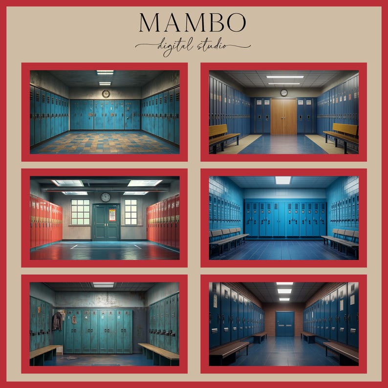 Locker Rooms Digital Backdrop Set, Photoshop Background, Digital ...