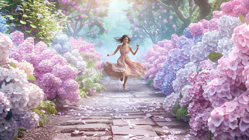 Hydrangea Pathways Floral Digital Backdrop Set, Photoshop Background ...