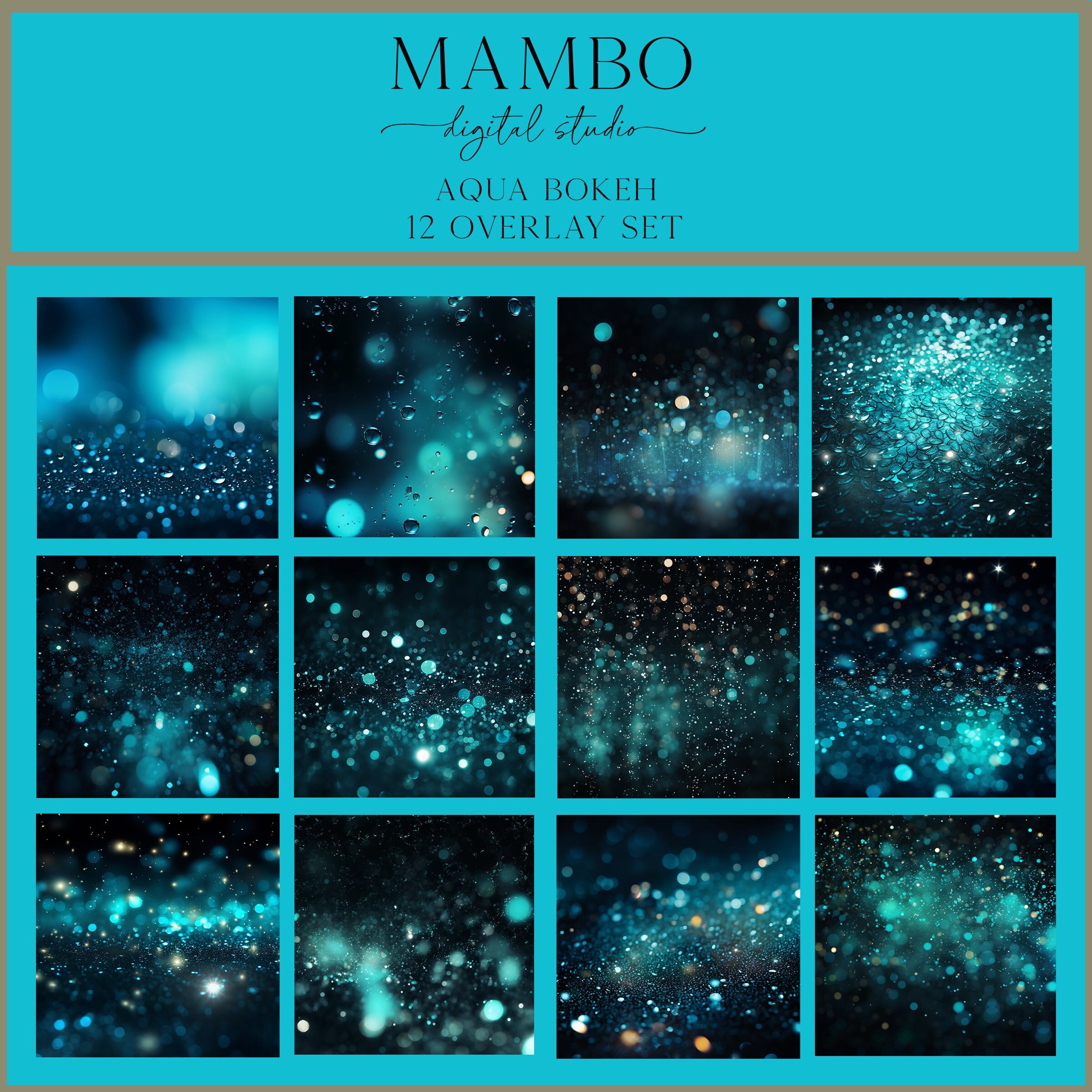 Aqua Bokeh Photoshop Overlay Set, Photoshop Overlays, Digital Overlay, Photoshop Editing ...