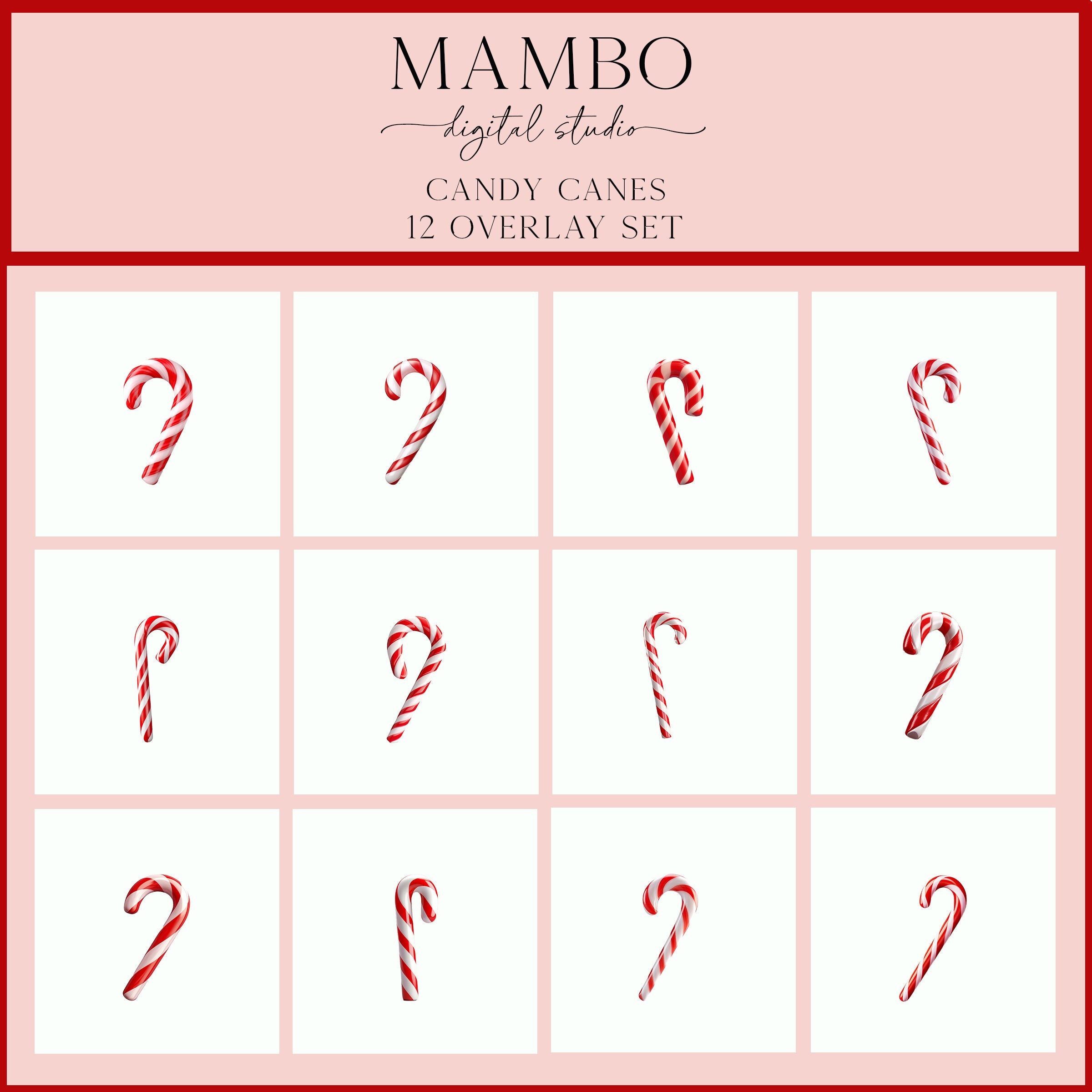 Candy Canes, Christmas Photoshop Overlay Set, Photoshop Overlays ...