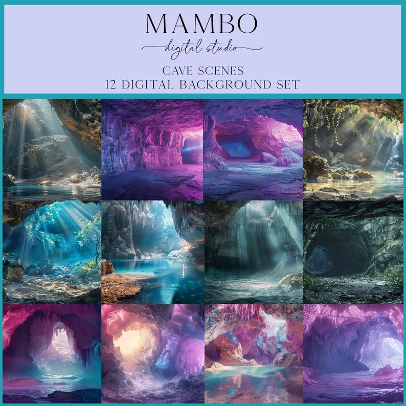 Fantasy Cave Scenes Digital Backdrop Set, Photoshop Background, Digital ...