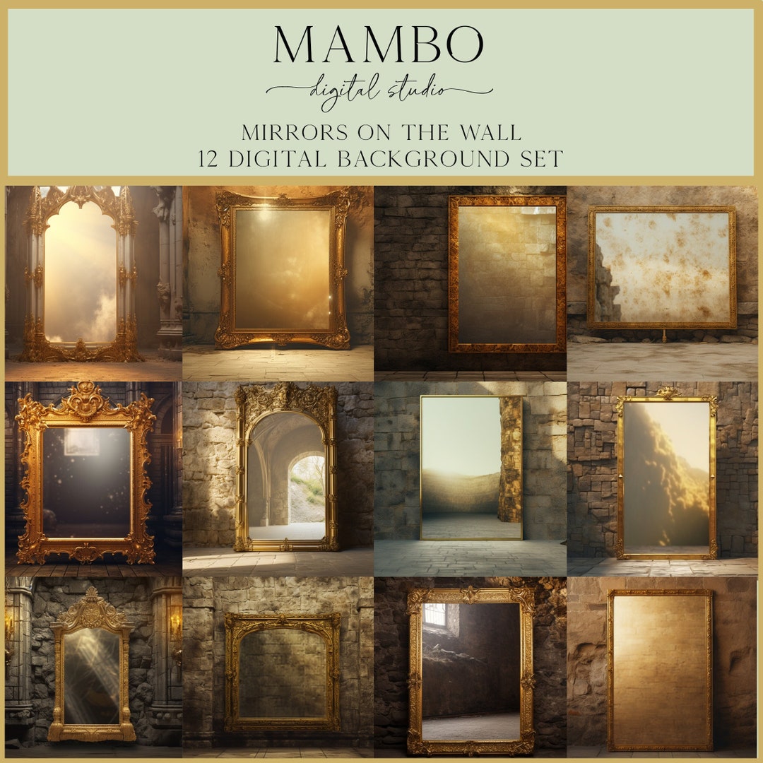Mirrors on the Wall Digital Backdrop Set, Photoshop Background, Digital ...