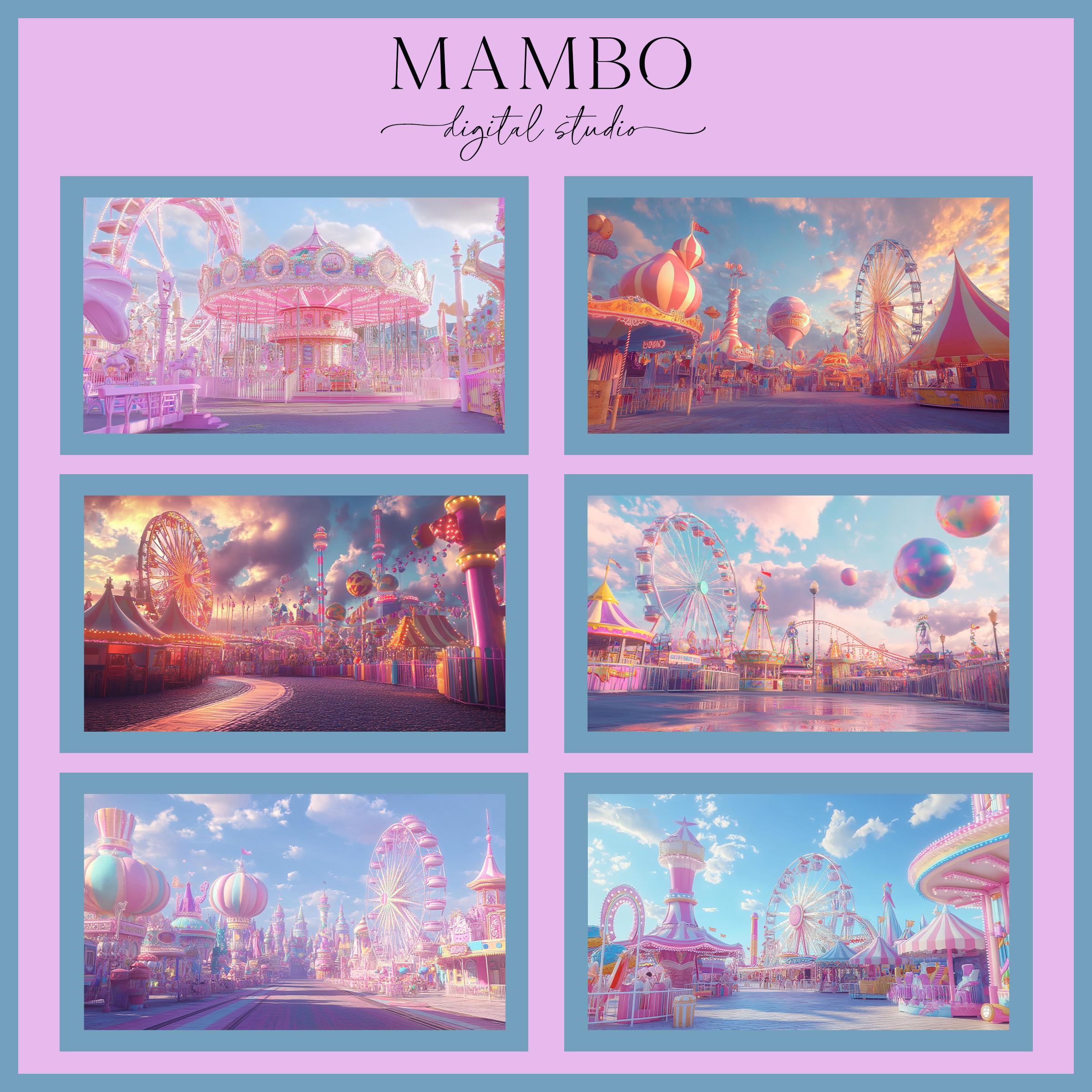 Fantasy Pastel Carnival Scenes Digital Backdrop Set, Photoshop ...