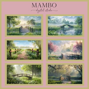 Spring Bridges Digital Backdrop Set, Photoshop Background, Digital ...