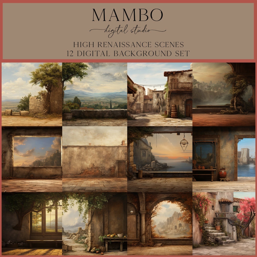 High Renaissance Art Scenes Dance Digital Backdrop Set, Photoshop ...