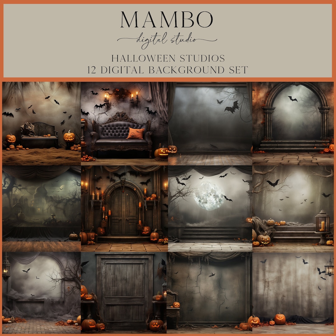 Halloween Studios Digital Backdrop Set, Photoshop Background, Digital ...