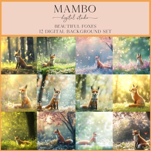 Beautiful Fox Scenes Digital Backdrop Set, Photoshop Background ...