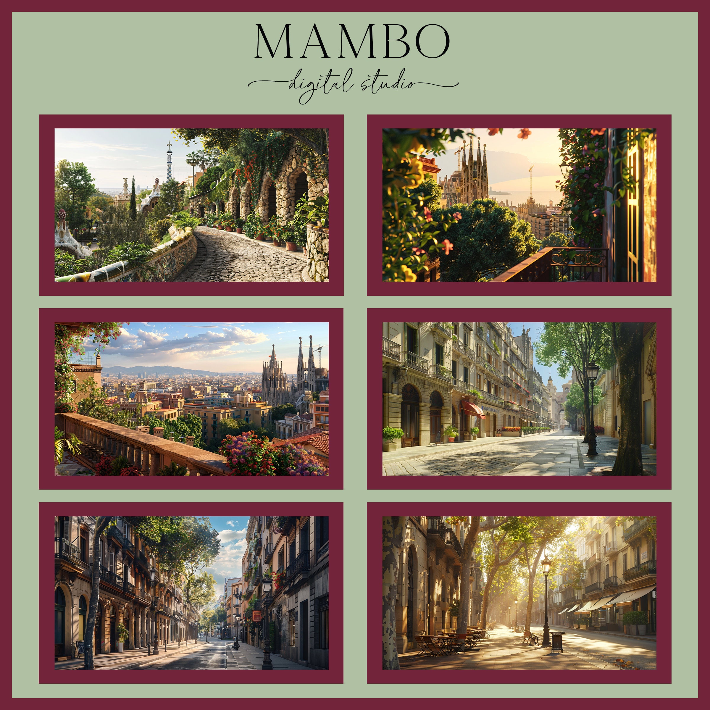 Barcelona Spain Street Scenes Digital Backdrop Set, Photoshop ...