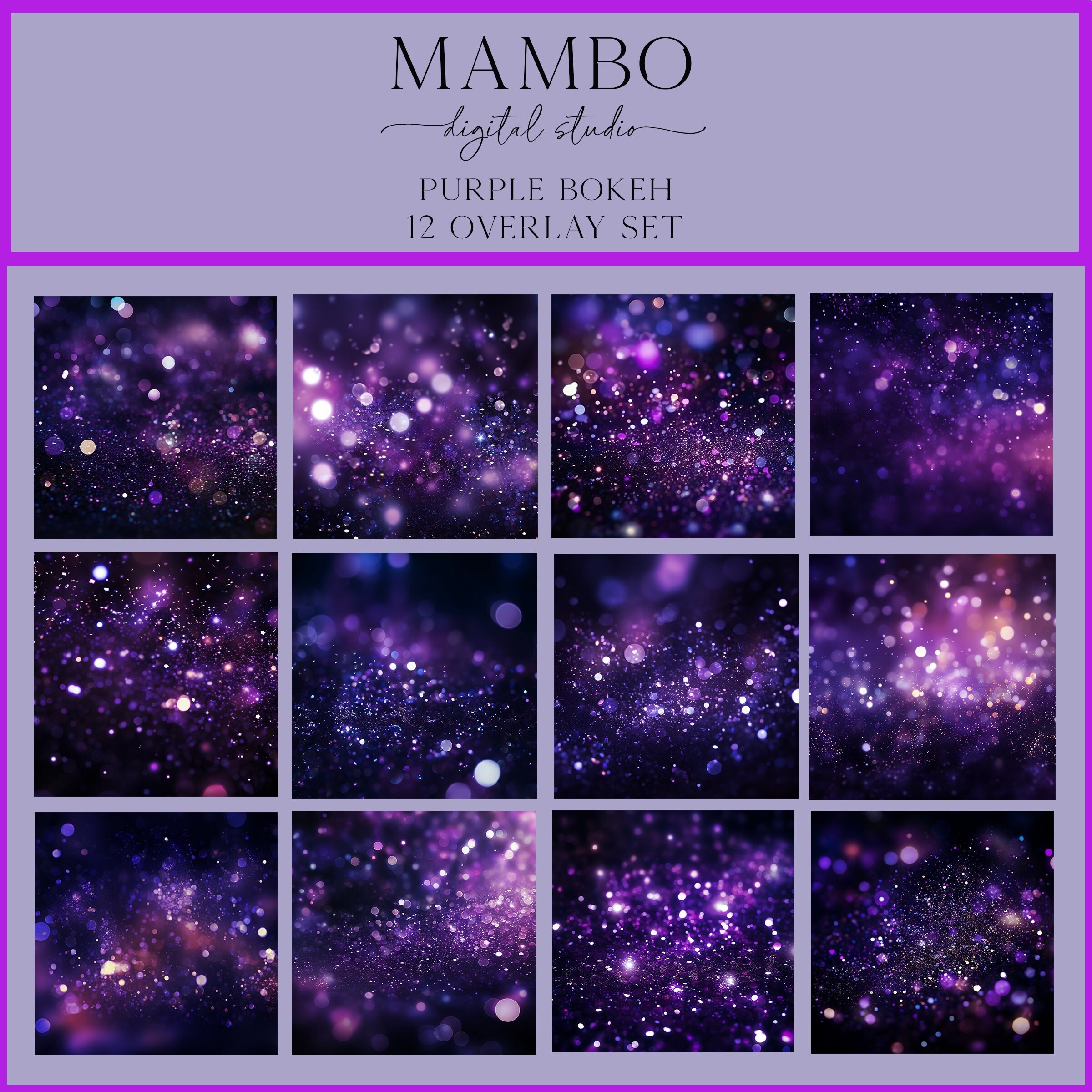 Purple Bokeh Photoshop Overlay Set, Photoshop Overlays, Digital Overlay ...