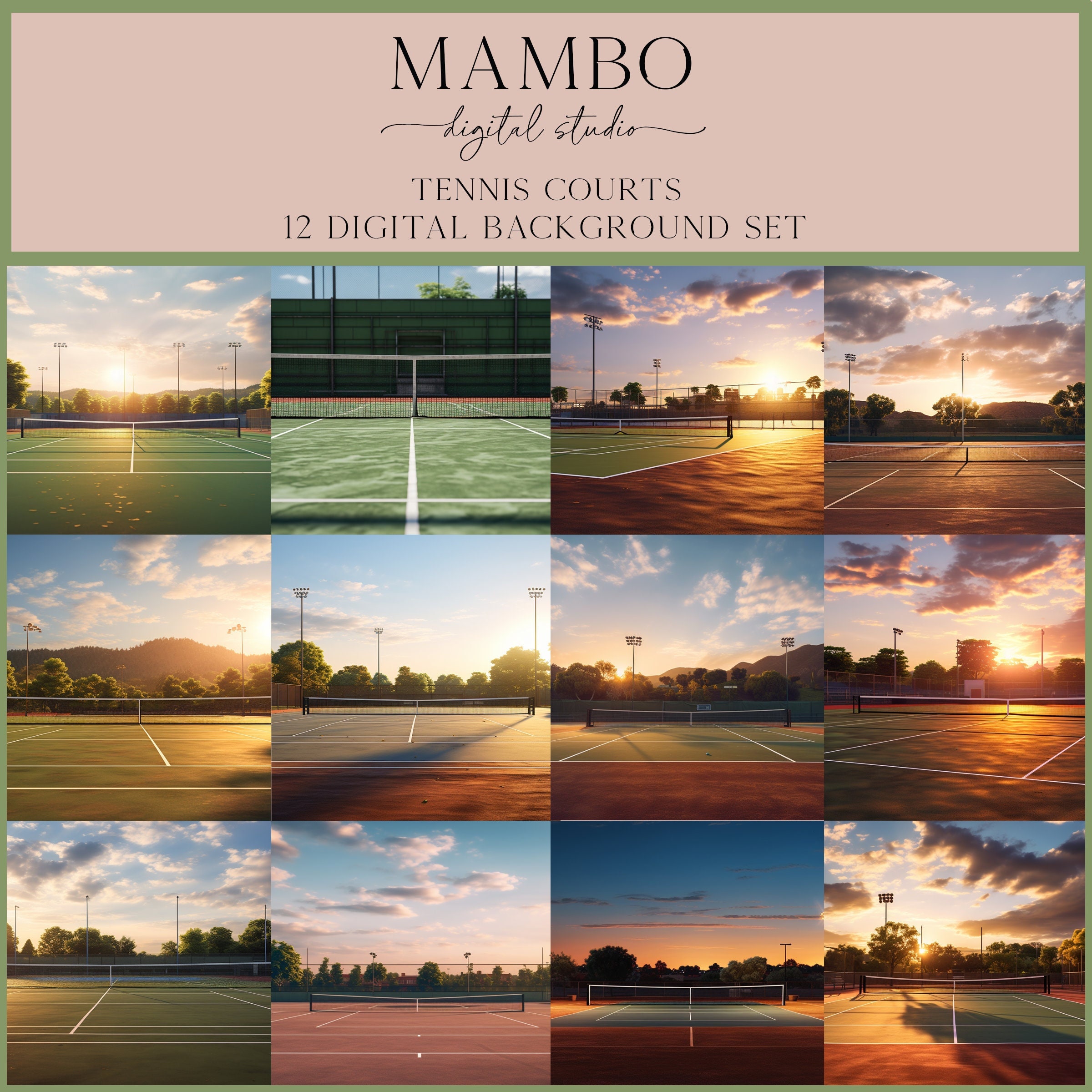 Tennis Courts Digital Backdrop Set, Photoshop Background, Digital ...