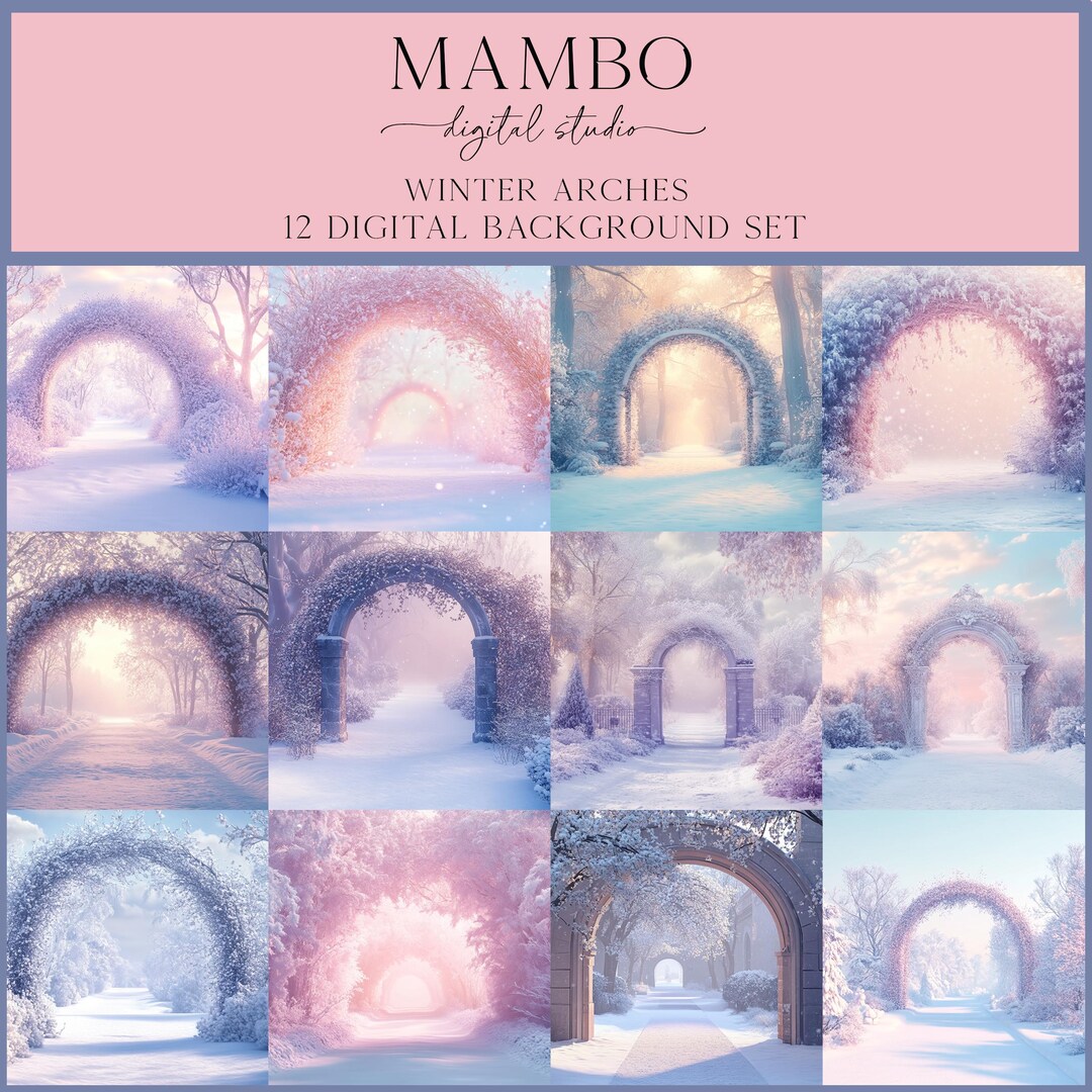 Winter Arch Scenes Digital Backdrop Set, Photoshop Background, Digital ...