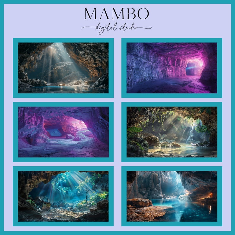 Fantasy Cave Scenes Digital Backdrop Set, Photoshop Background, Digital ...