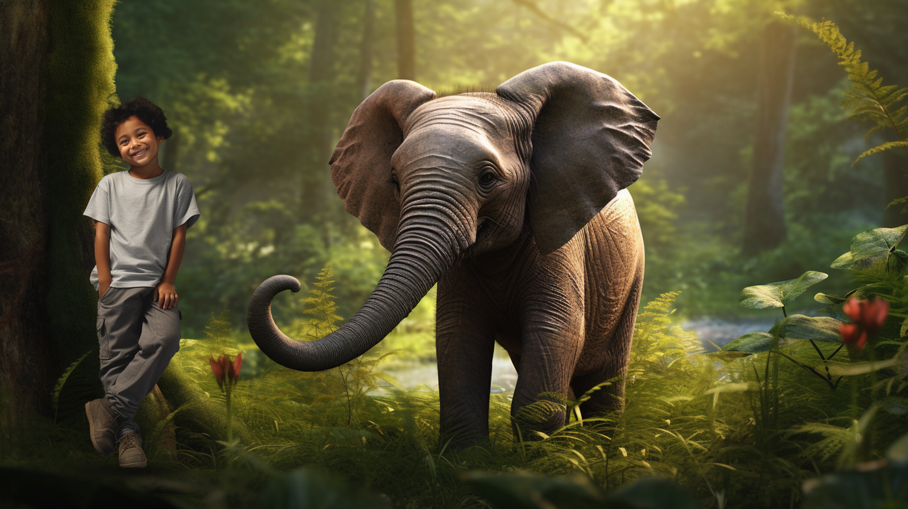 Elephant Forest Scenes Digital Backdrop Set, Photoshop Background ...
