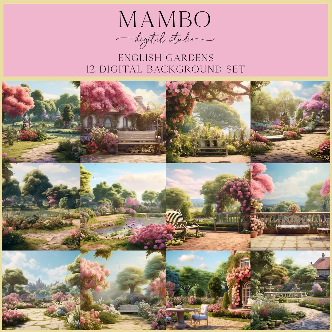 English Gardens Digital Backdrop Set, Photoshop Background, Digital ...