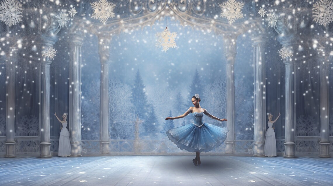 Nutcracker Waltz of the Snowflakes Christmas Dance Digital Backdrop Set ...