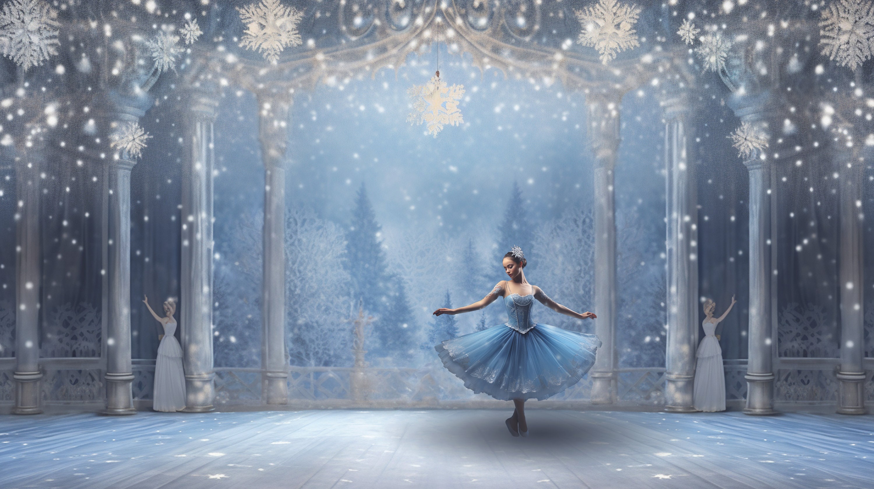 Nutcracker Waltz of the Snowflakes Christmas Dance Digital Backdrop Set ...