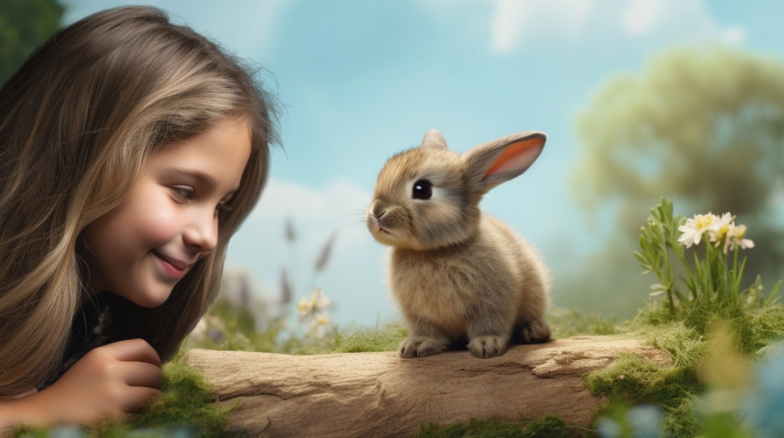 Bunny Rabbit Forest Scenes Digital Backdrop Set, Photoshop Background ...
