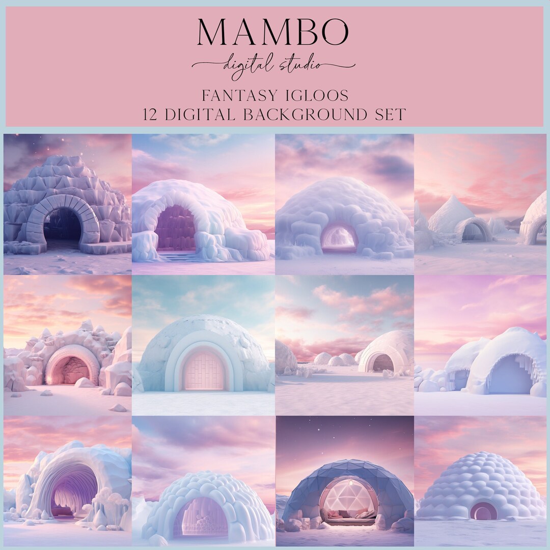 Fantasy Igloos Digital Backdrop Set, Photoshop Digital Background ...