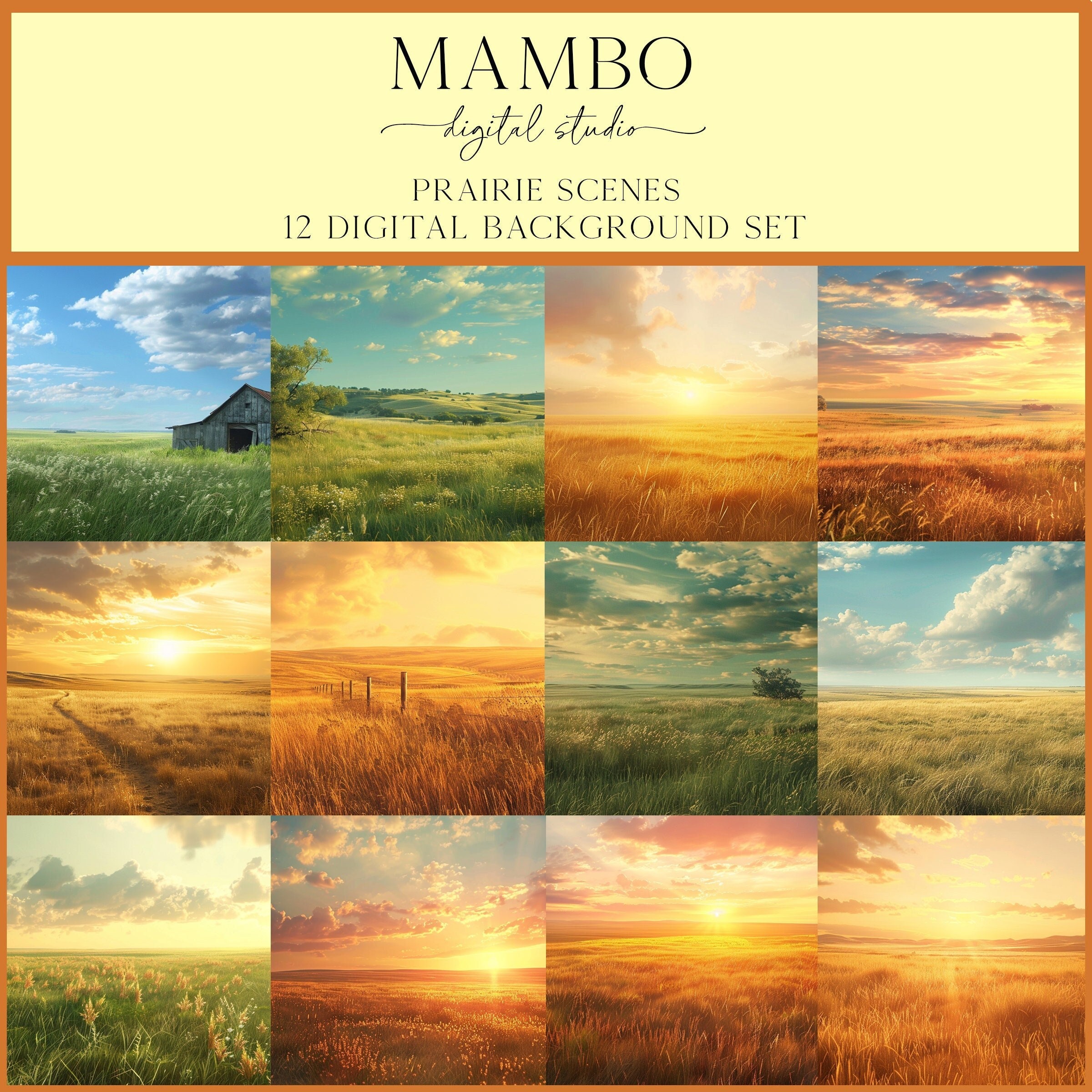 Prairie Scenes Digital Backdrop Set, Photoshop Background, Digital ...