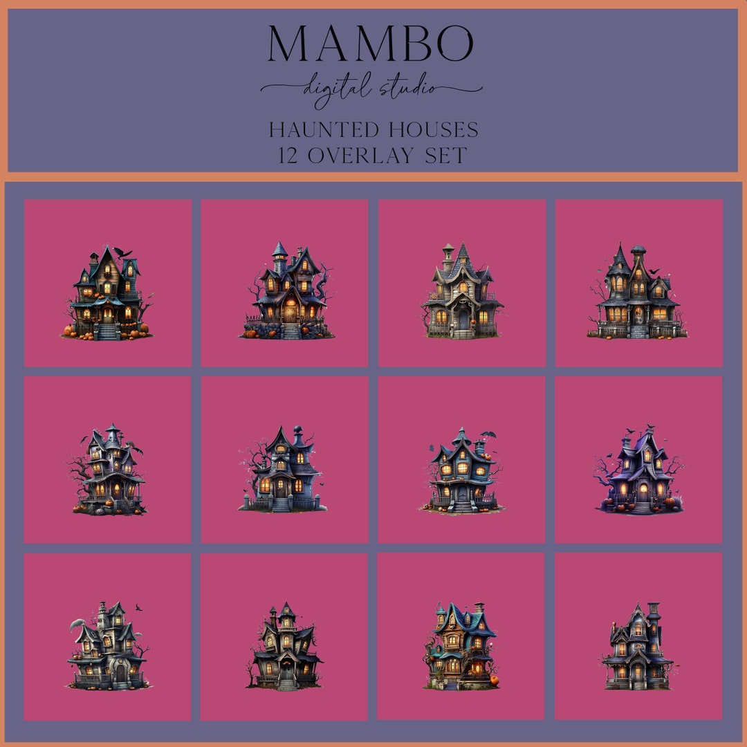 Halloween Haunted Houses Photoshop Overlay Set, Photoshop Overlays ...