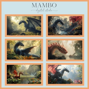 Fantasy Dragon Scenes Digital Backdrop Set, Photoshop Background ...