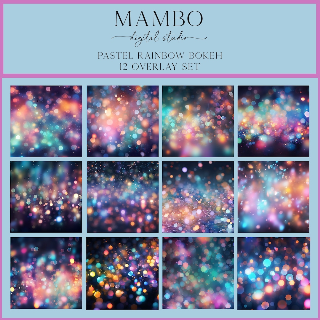 Pastel Rainbow Bokeh Photoshop Overlay Set, Photoshop Overlays, Digital ...