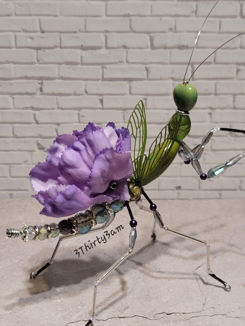 Agate Beaded Praying Mantis: Czech Crystal and Silver Accents - Etsy