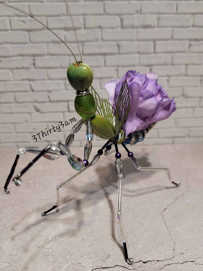 Agate Beaded Praying Mantis: Czech Crystal and Silver Accents - Etsy