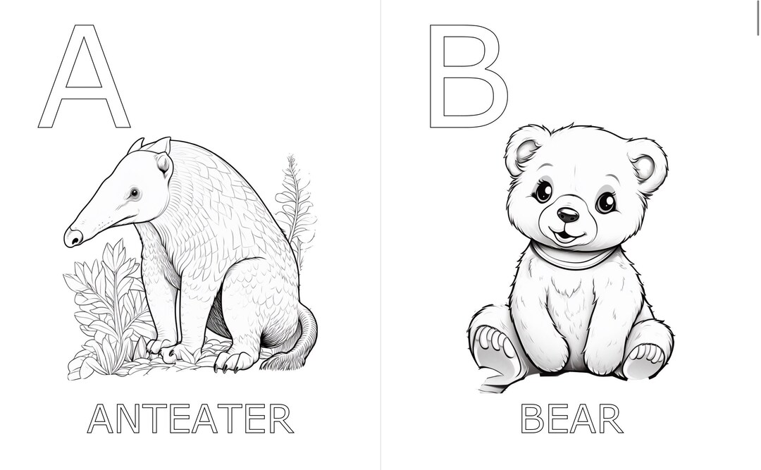 Animal Alphabet 26 Colouring Pages - Etsy