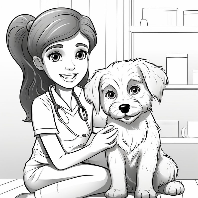 8 Vet Themed Colouring Pages for Kids - Etsy