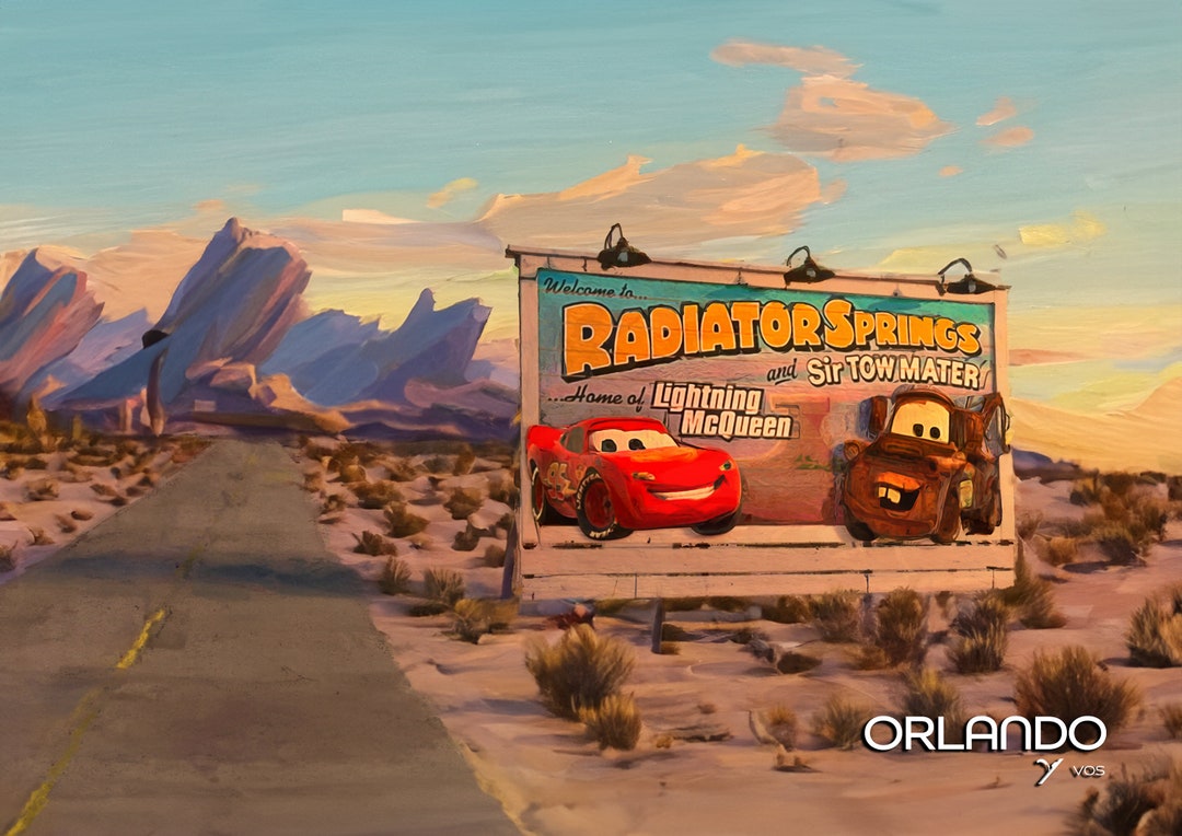 Digital Oil Painting With Sign Showing Radiator Springs home of ...