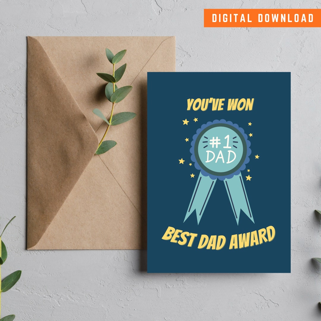 Best Dad Award Card 5x7 Folded Printable Card DIY Digital Dowload Baski ...