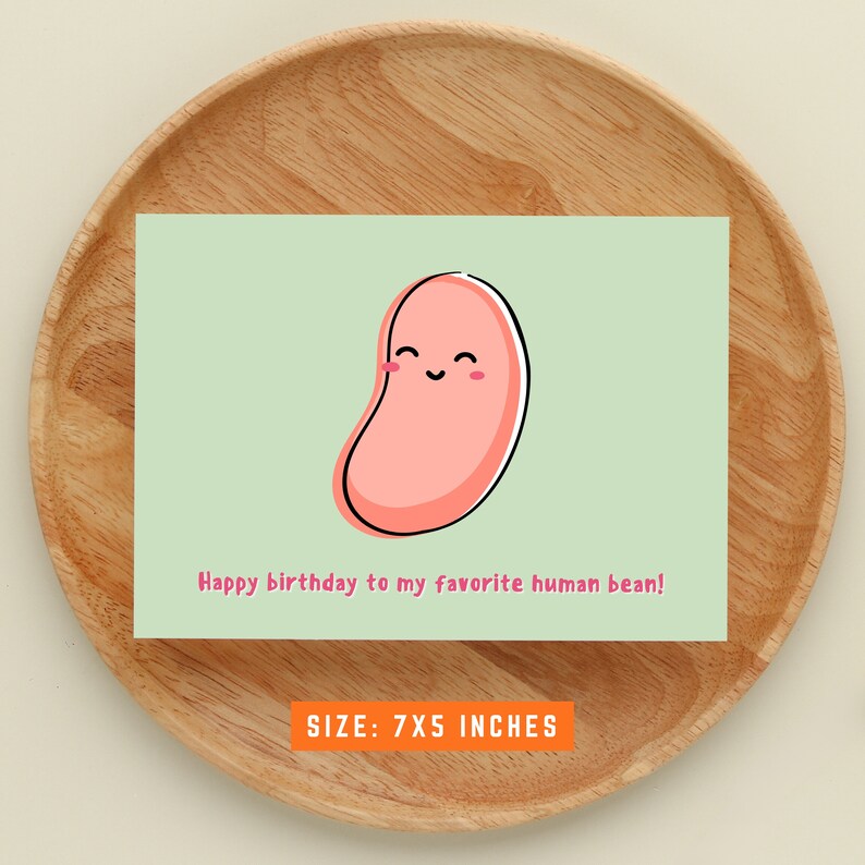 Favorite Human Bean Birthday Card 5x7 Folded Printable Card DIY Digital ...