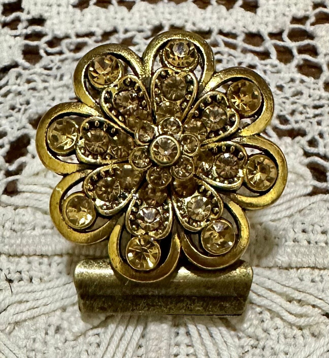 Bejeweled Gold Flower Mini Clip - Etsy