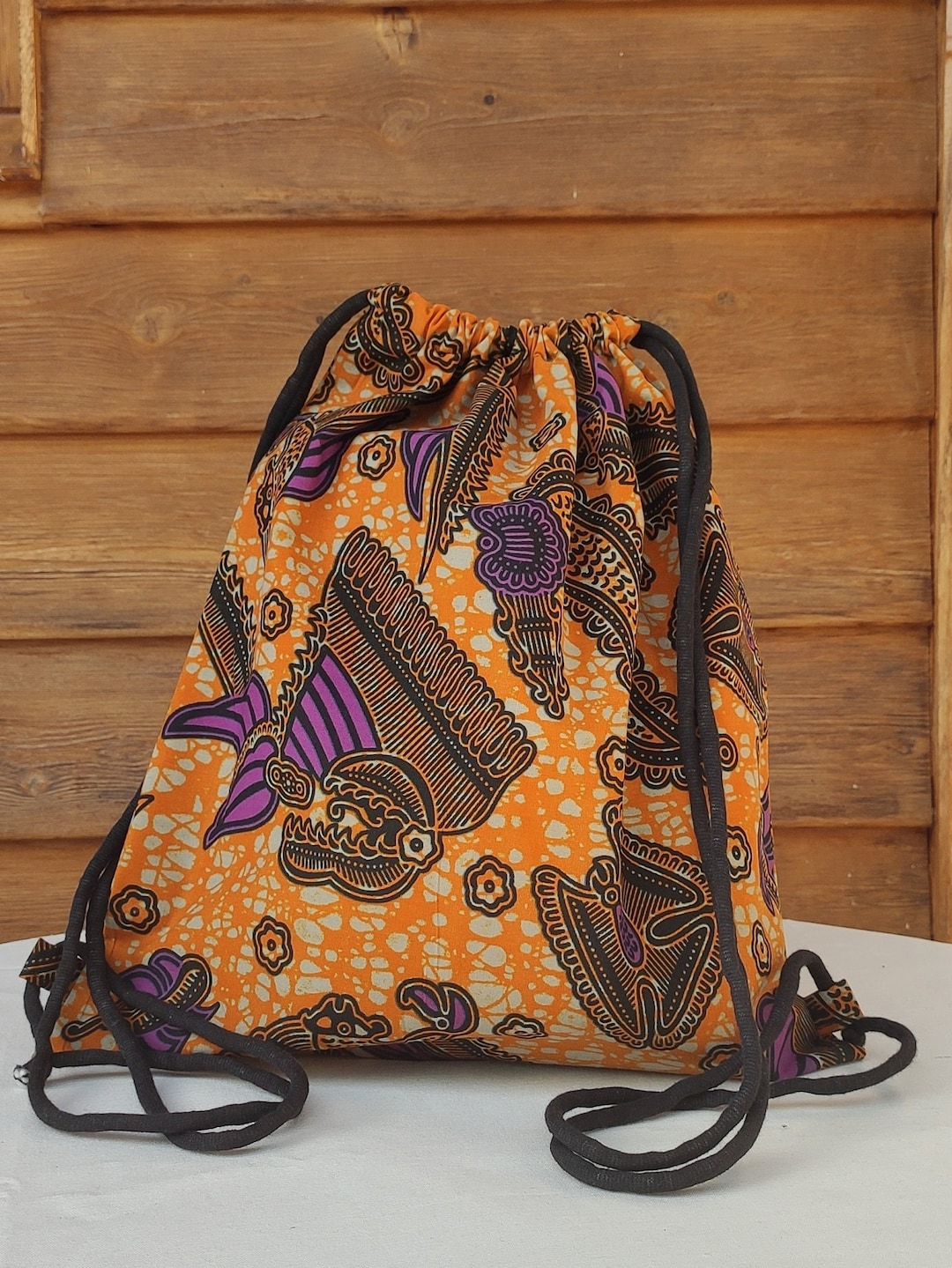 Ankara/african Fabric/kitenge Draw String Backpack With - Etsy
