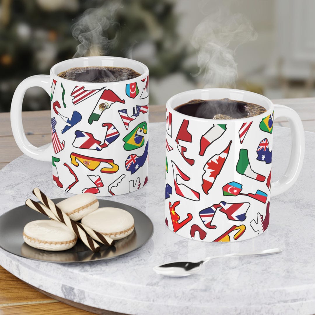 Formula Racing Flag Race Tracks Mug, 2025 Cup Motorsport Grand Prix Fan ...