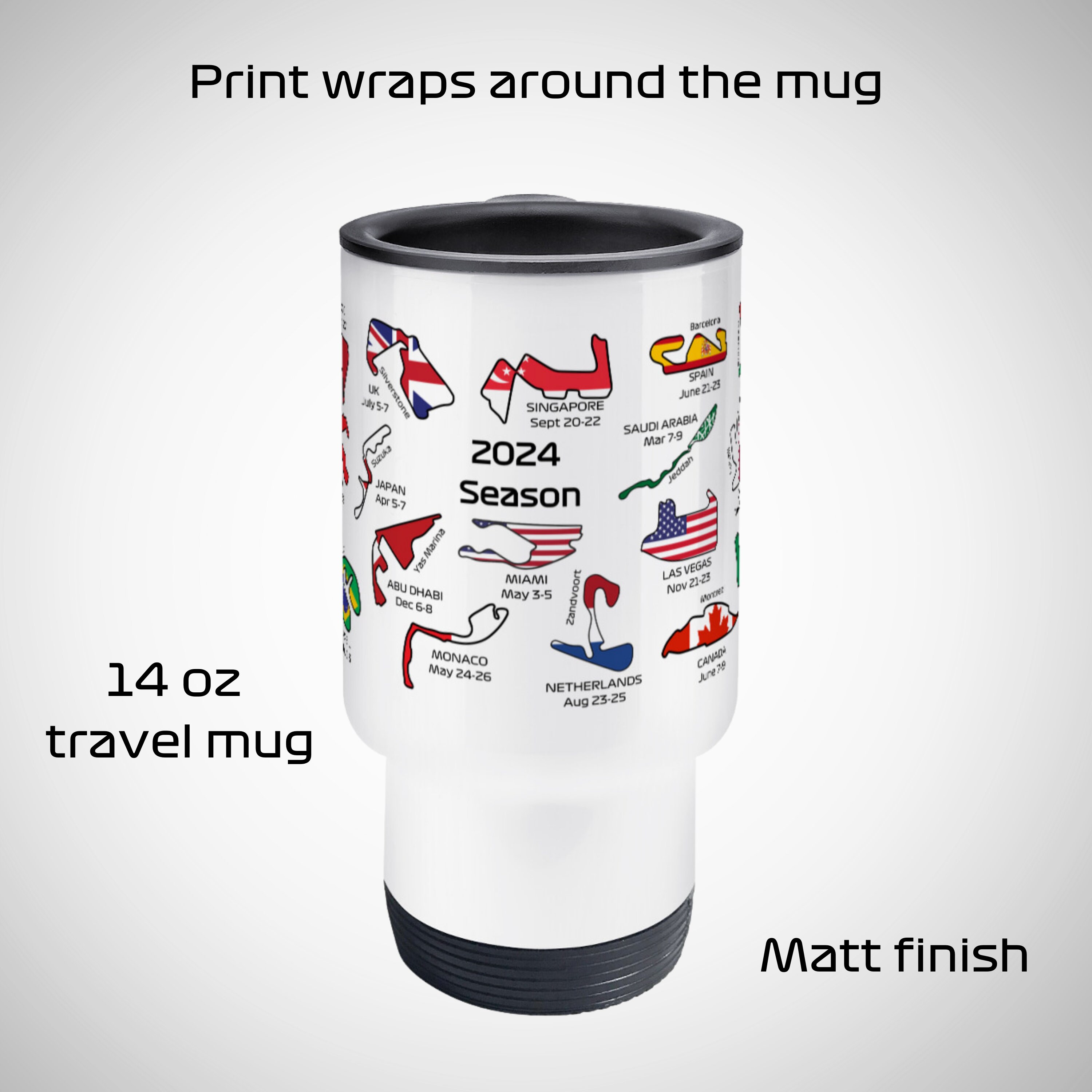 Formula 1 One 2024 Travel Mug, F1 Calendar Race Tracks Circuits Cup ...